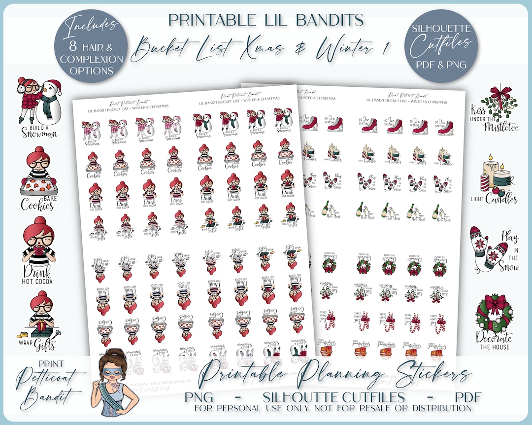 Lil' Bandit Bucket List - Xmas and Winter | Printable Character ...
