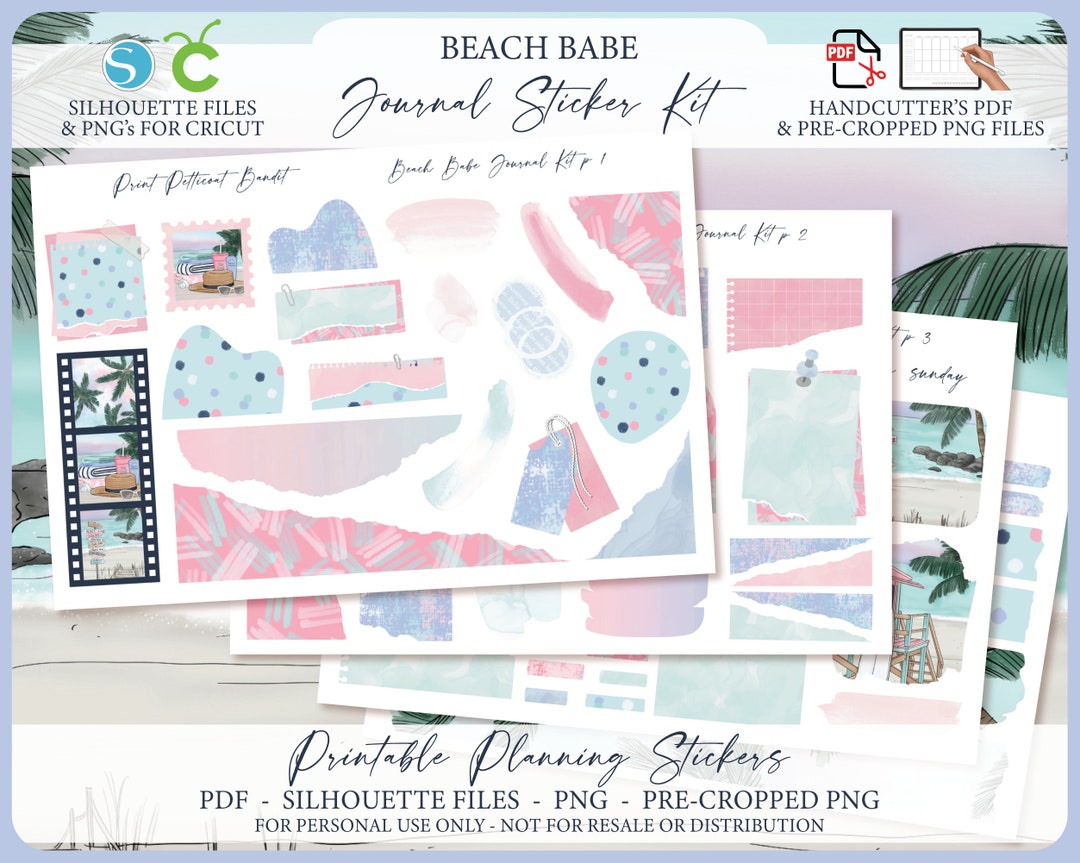 Printable Journaling Sticker Kit - Beach Babe | Journal Stickers ...