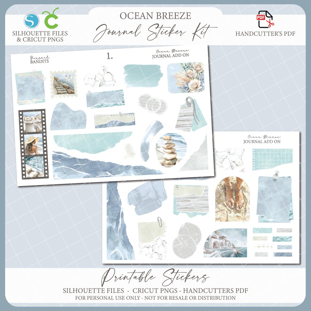 Summer Printable Journaling Sticker Kit - Ocean Breeze | Journal ...