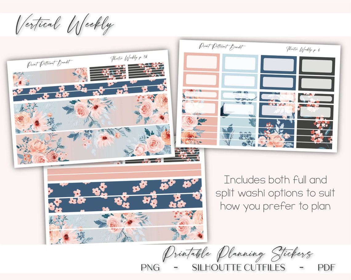 Printable Vertical Weekly Planner Sticker Kit Theatre Foil - Etsy