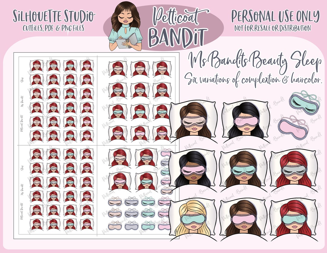 Ms. Bandits Beauty Sleep Printable Character Stickers | Sleep Mask ...