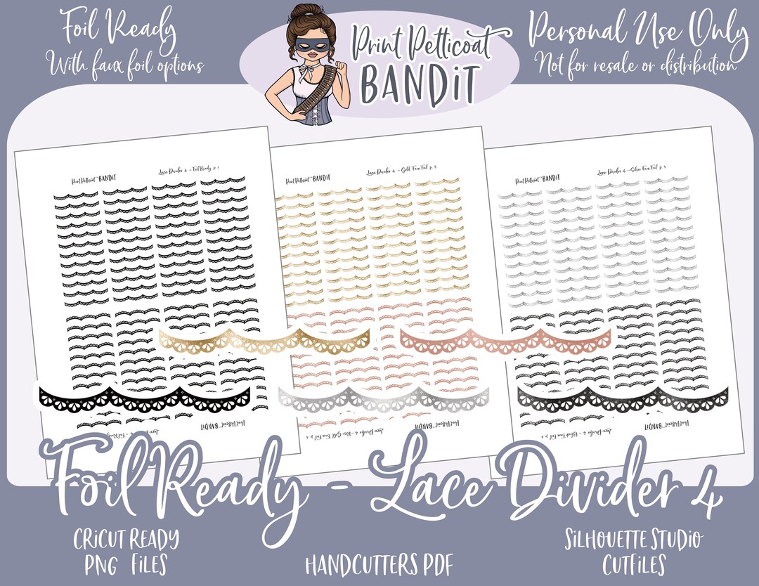 FOIL READY Printable Divider Planner Stickers (lace Design 4 ...