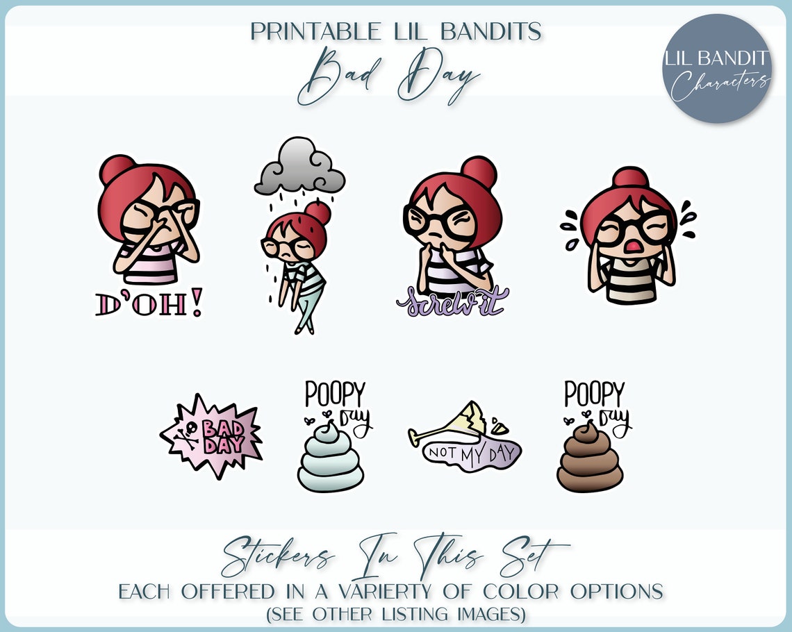 Lil' Bandit Bad Day Printable Character Stickers - Etsy