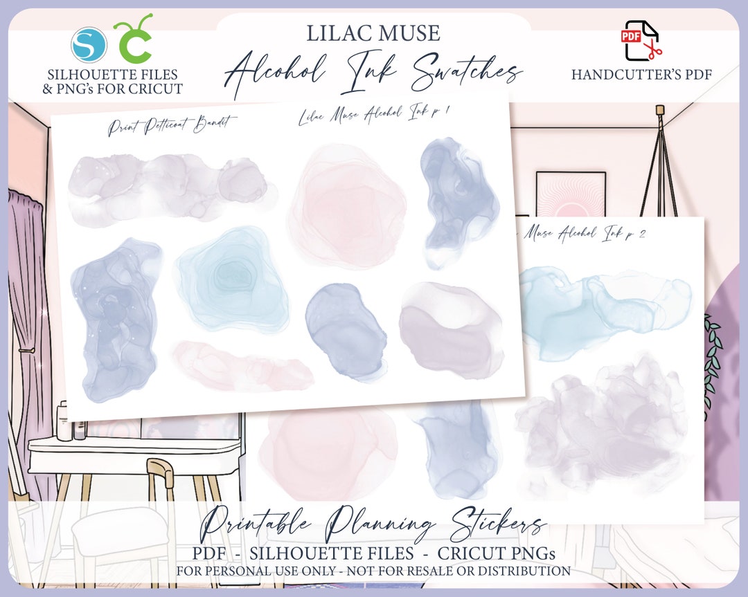 Printable Alcohol Ink Swatches Sticker Set - Lilac Muse | Journal ...