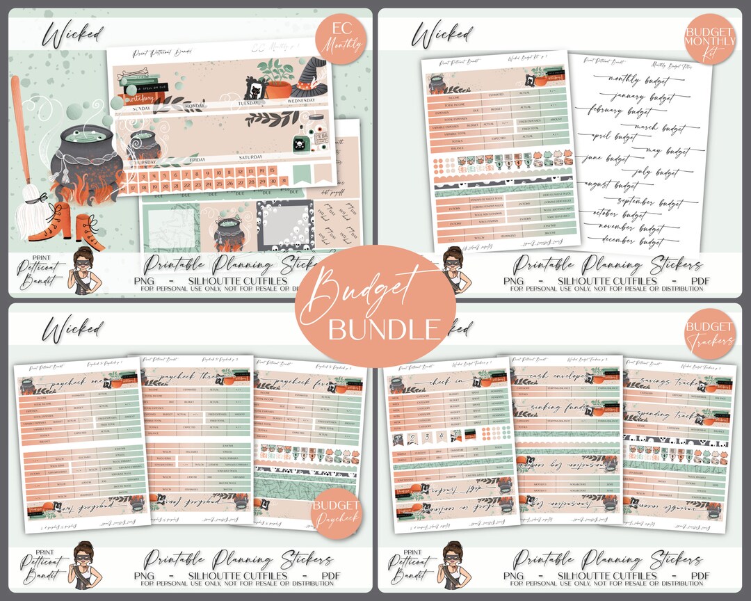 Printable Erin Condren Monthly Budget Bundle | Budget Planner Sticker ...