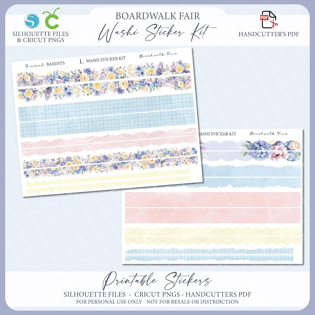 Printable Washi Sticker Kit - Boardwalk Fair | Journal Stickers | Washi ...