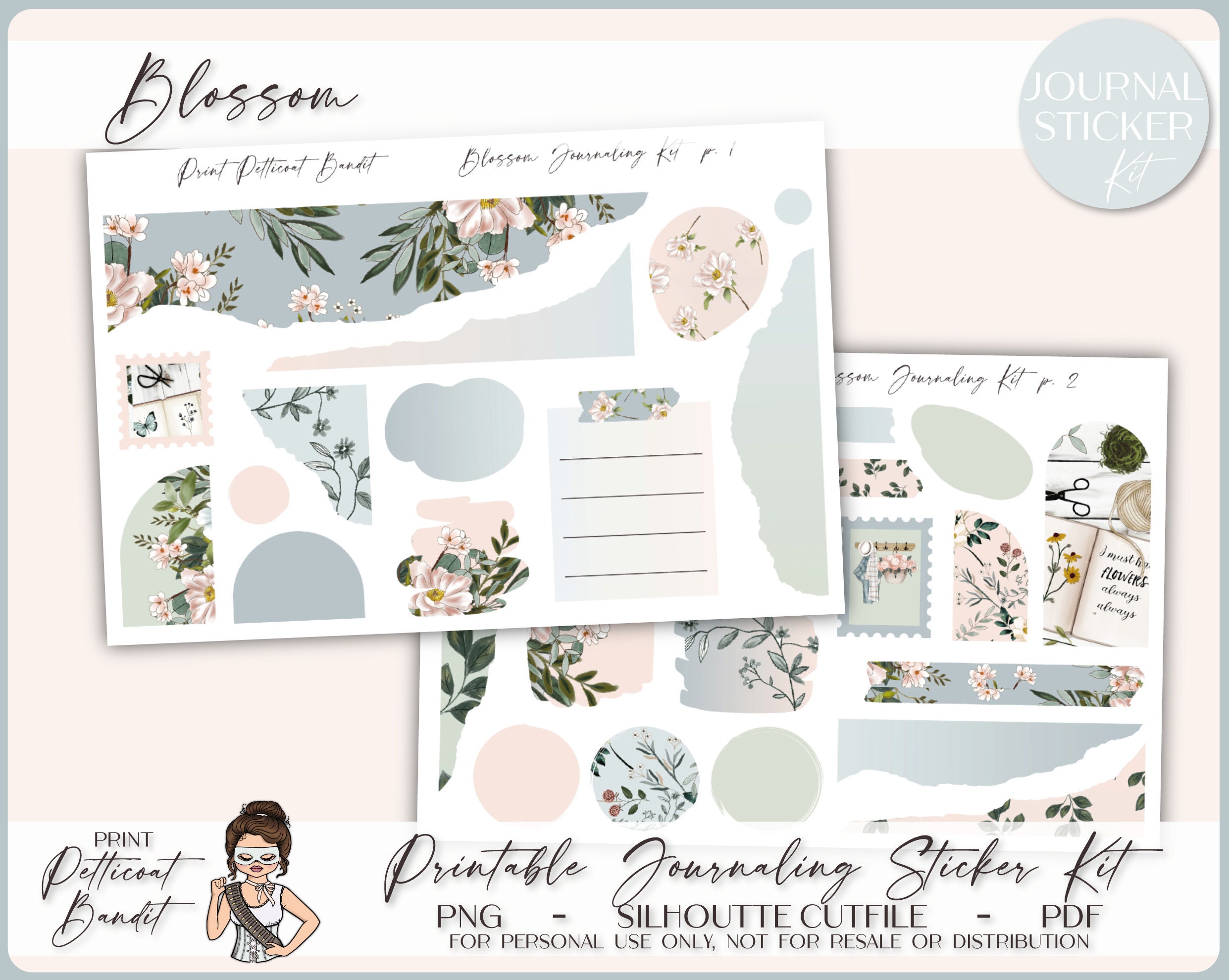 Printable Journaling Sticker Kit Blossom Journal Stickers - Etsy UK