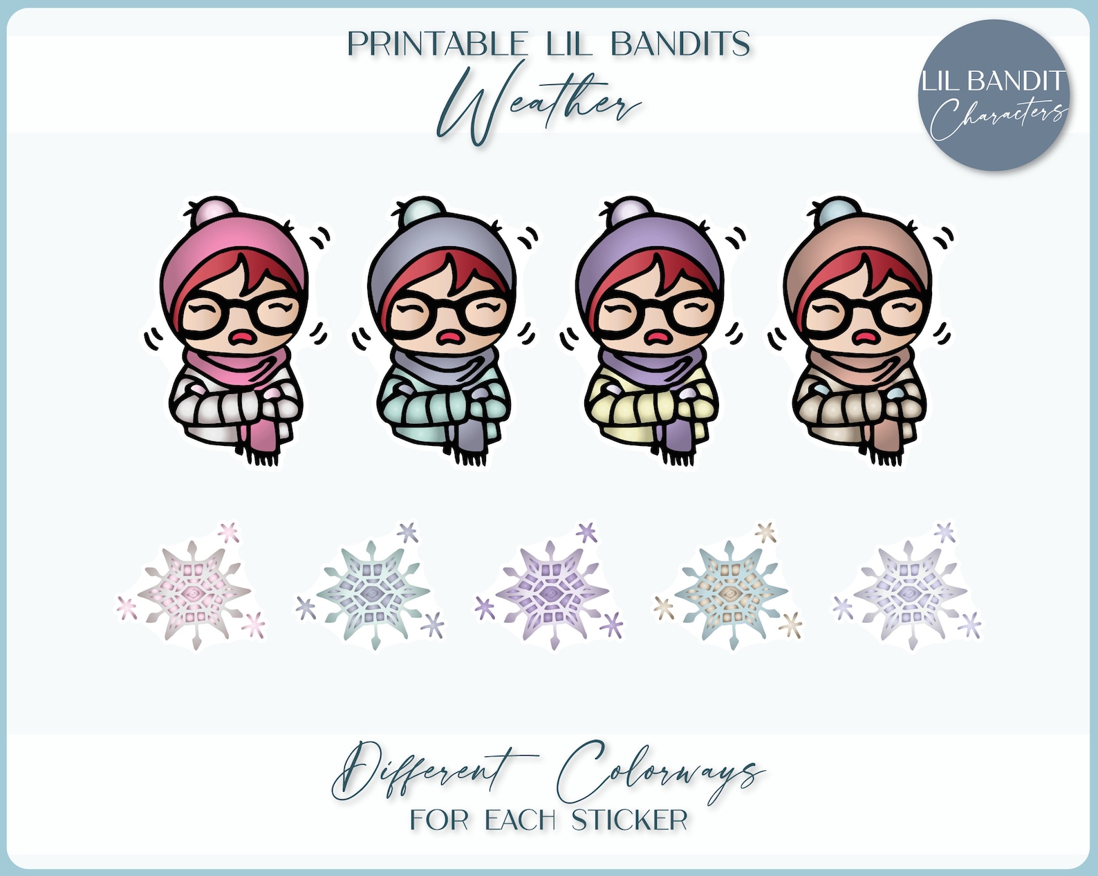 Lil' Bandit - Weather | Printable Character Stickers | Planner Stickers ...