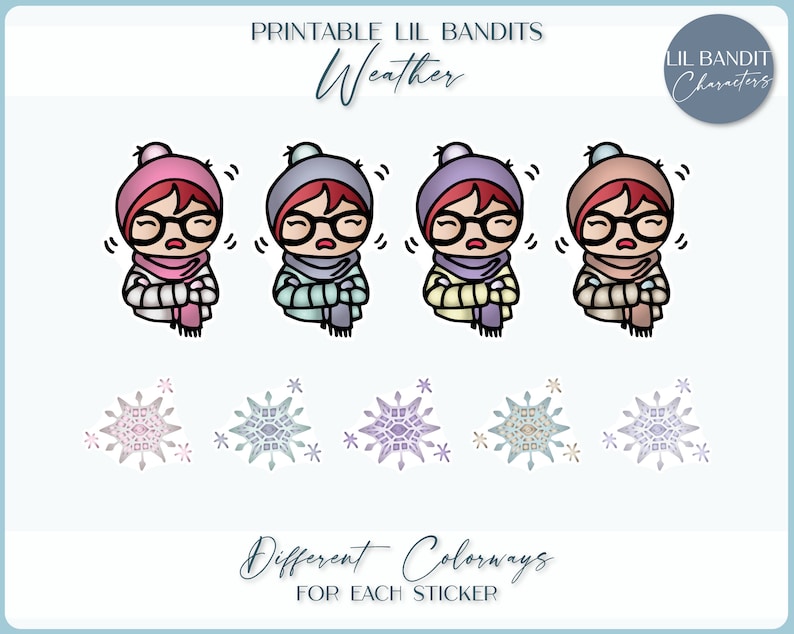 Lil' Bandit - Weather | Printable Character Stickers | Planner Stickers ...