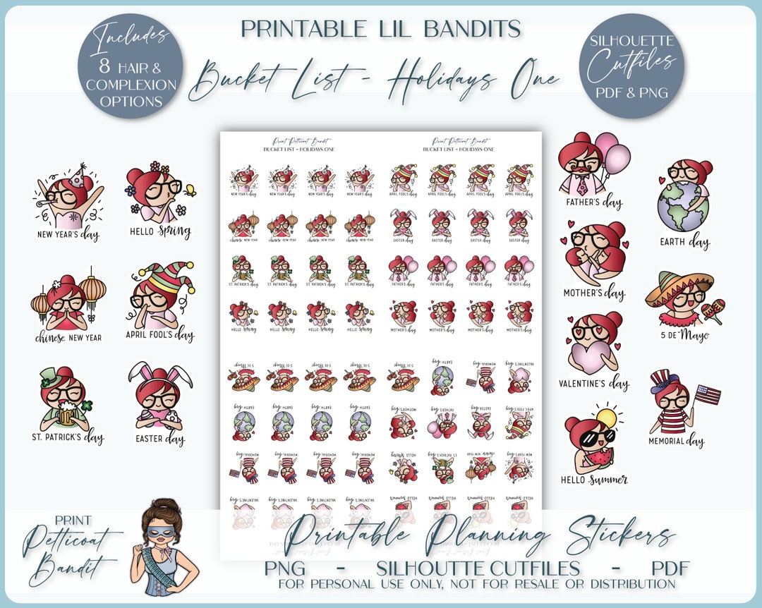 Lil' Bandit Bucket List - Holidays One | Printable Character Stickers ...