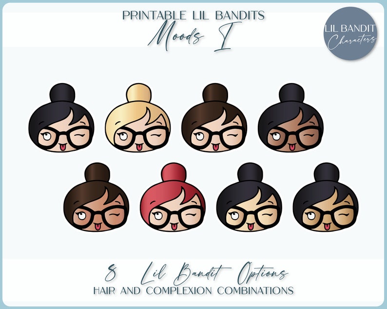 Lil' Bandit - Moods 1 | Printable Character Stickers | Planner Stickers ...