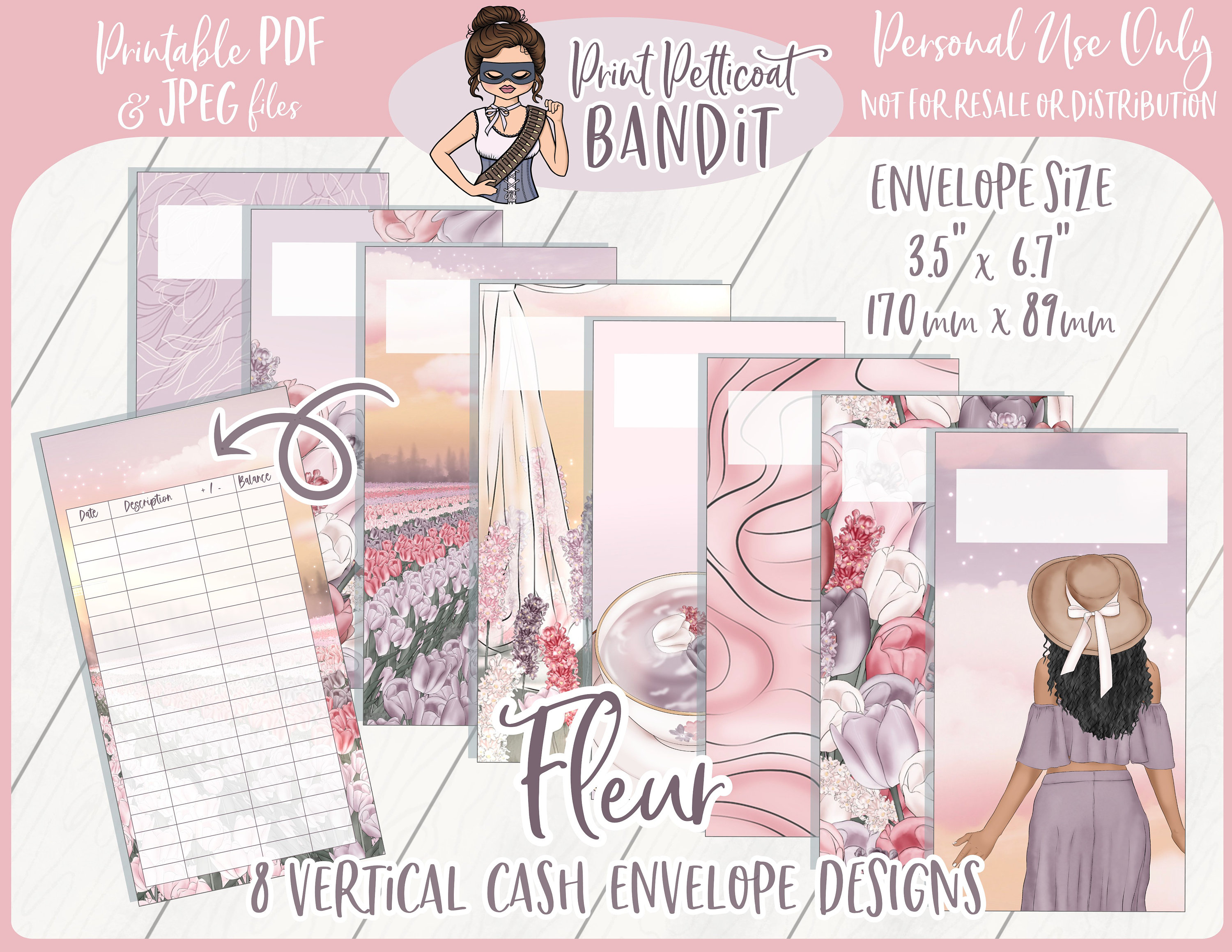 8 Printable Vertical Cash Envelopes Transaction Tracker - Etsy