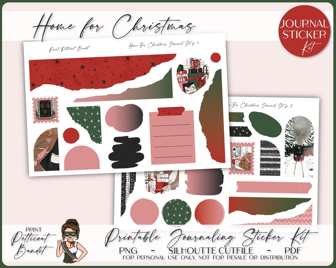Printable Journaling Sticker Kit Home for Christmas Journal Stickers ...