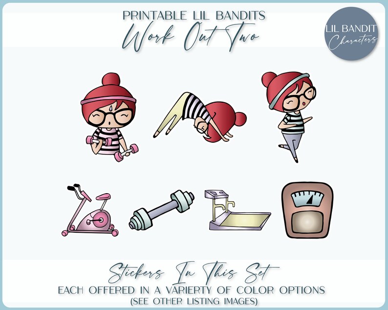 Lil' Bandit - Work Out Two | Printable Character Stickers | Planner ...