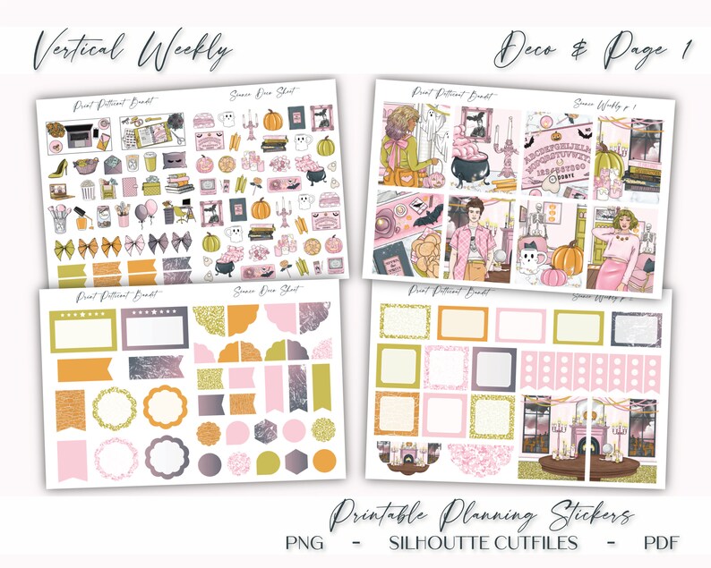 Printable Vertical Weekly Planner Sticker Kit Seance Foil - Etsy