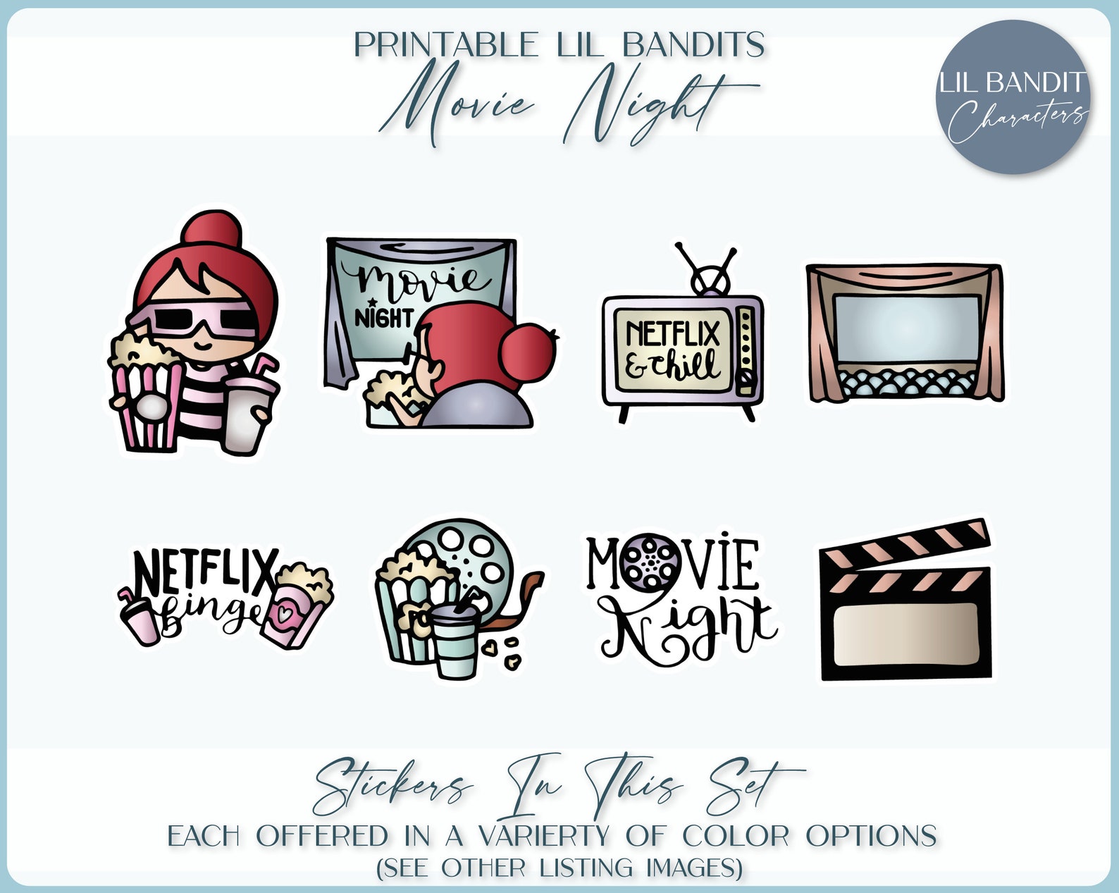 Lil' Bandit Movie Night Printable Character Stickers - Etsy