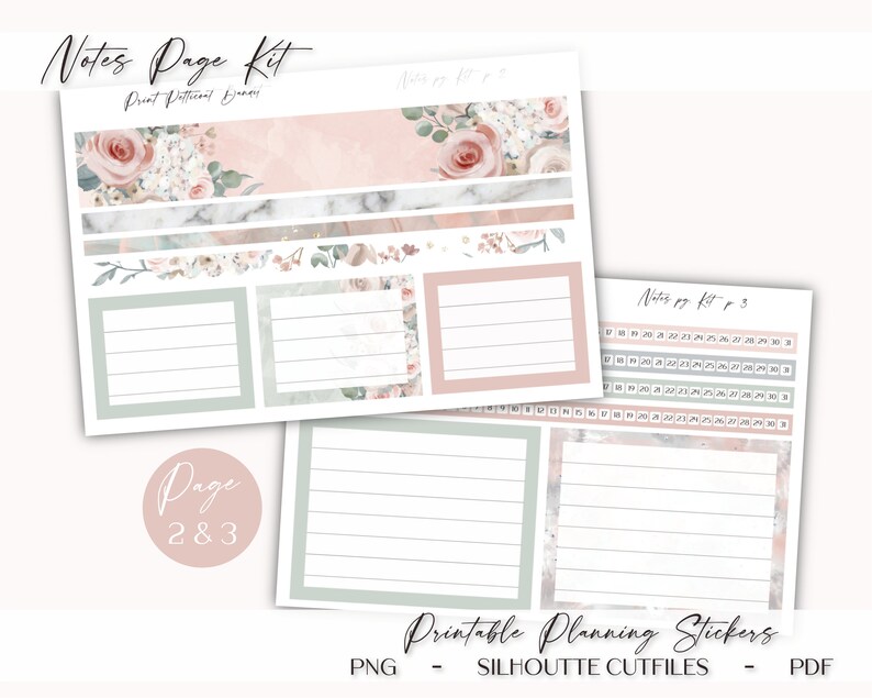 Erin Condren Notes Page Kit Printable Monthly Notes Planner - Etsy Canada