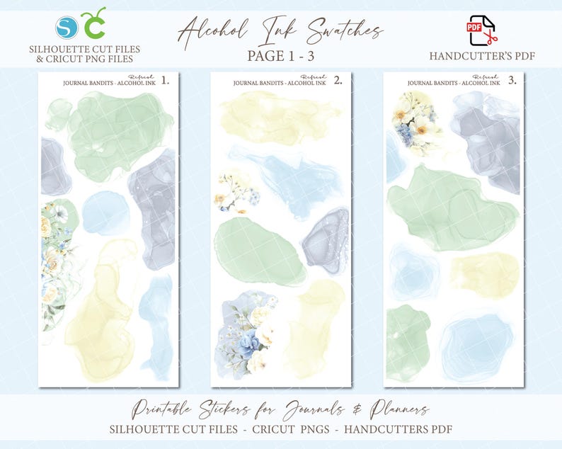 Printable Alcohol Ink Swatches - Refresh | Spring Journal Stickers ...
