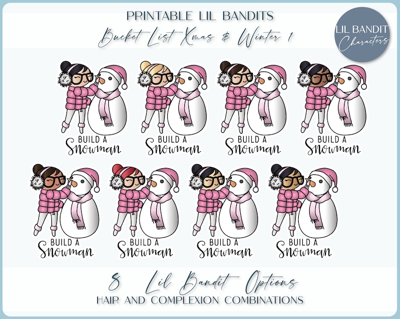Lil' Bandit Bucket List - Xmas and Winter | Printable Character ...