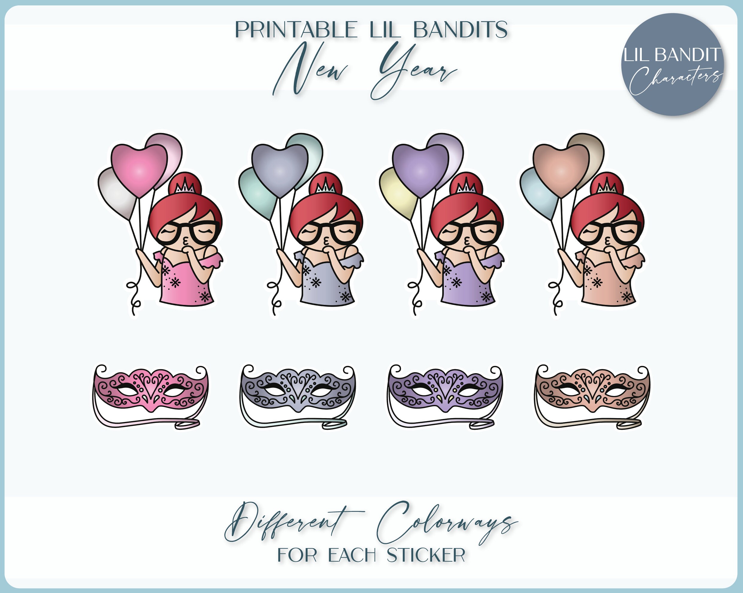 Lil' Bandit - New Year | Printable Character Stickers | Planner ...