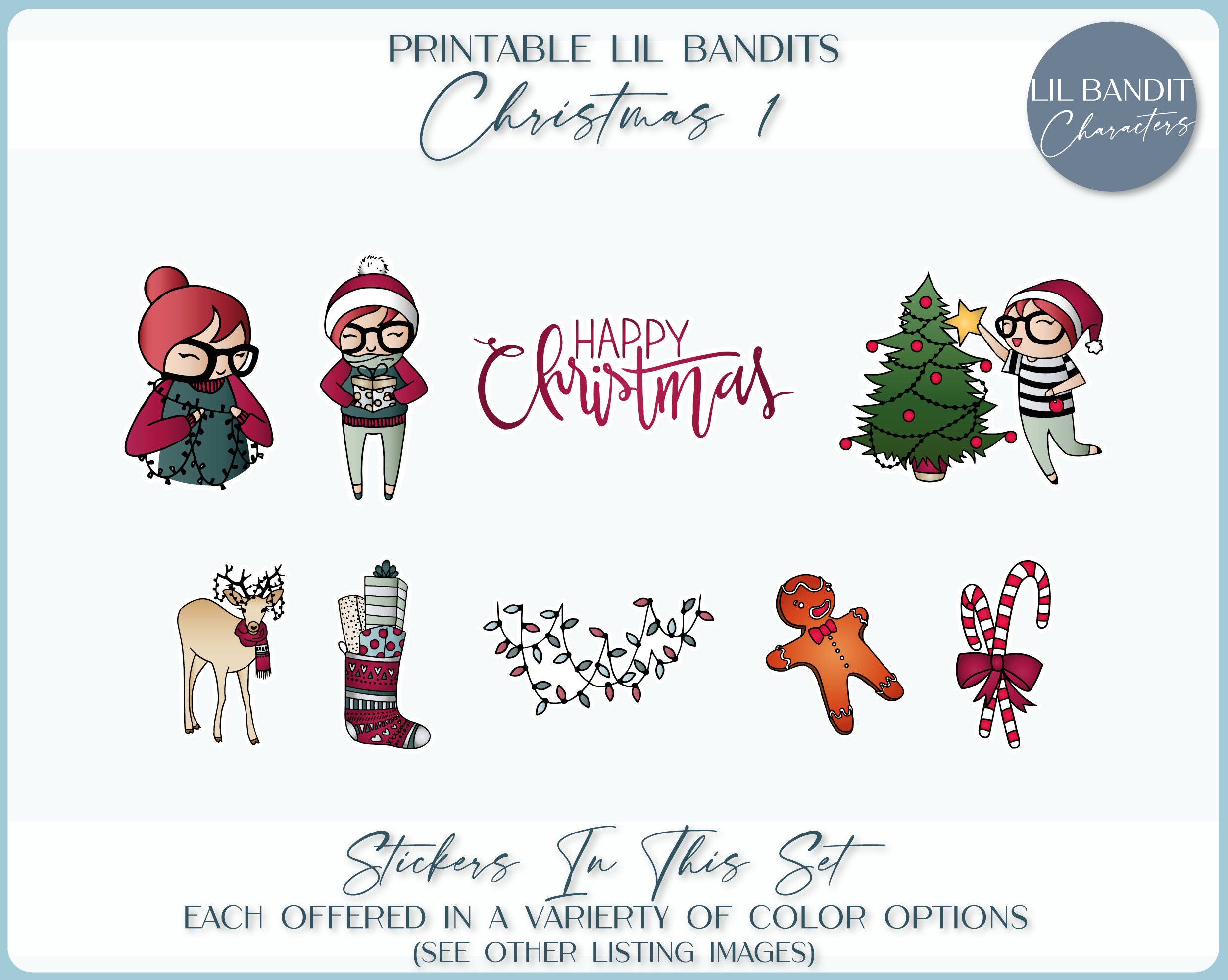 Lil' Bandit - Christmas | Printable Character Stickers | Planner ...