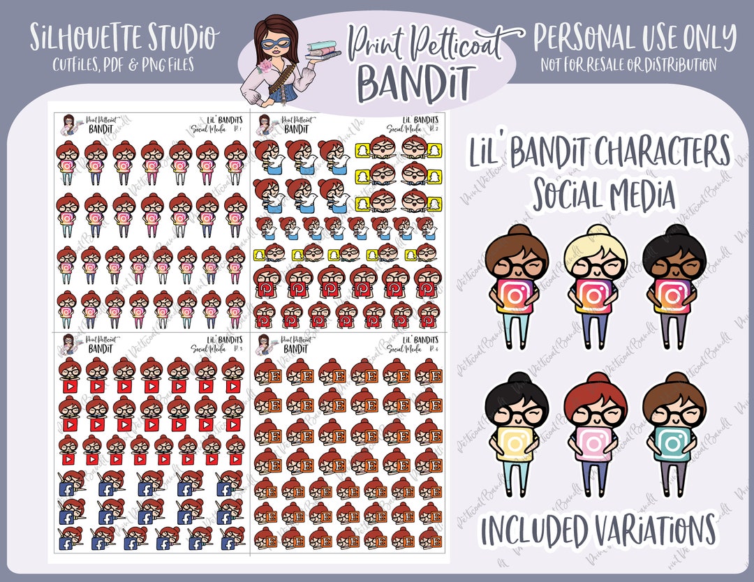Lil' Bandit Printable Character Stickers Social Media DIY Planner ...