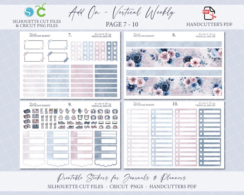 Printable Add on Vertical Weekly Planner Sticker Kit - Winter's Song ...