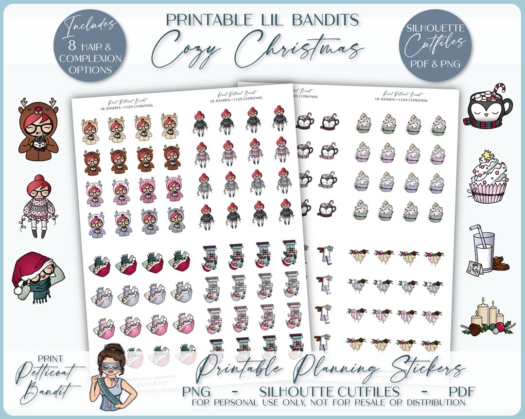 Lil' Bandit - Cozy Christmas | Printable Character Stickers | Planner ...