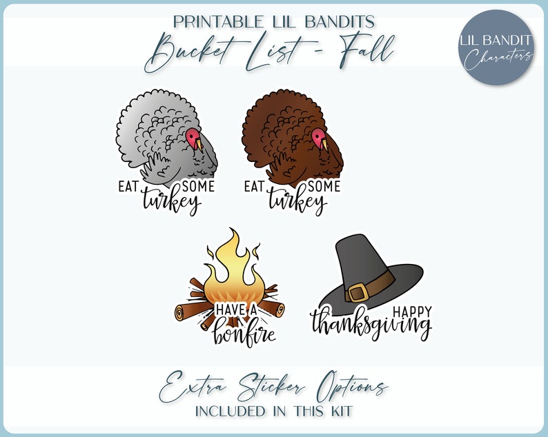 Lil' Bandit Bucket List - Fall | Printable Character Stickers | Planner ...