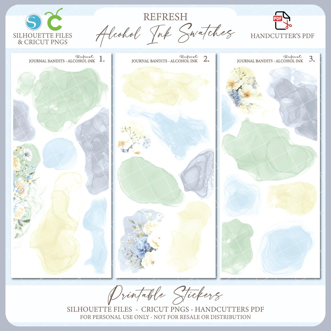 Printable Alcohol Ink Swatches - Refresh | Spring Journal Stickers ...