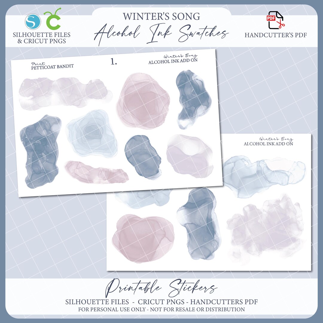 Printable Alcohol Ink Swatches - Winter's Song | Journal Stickers ...