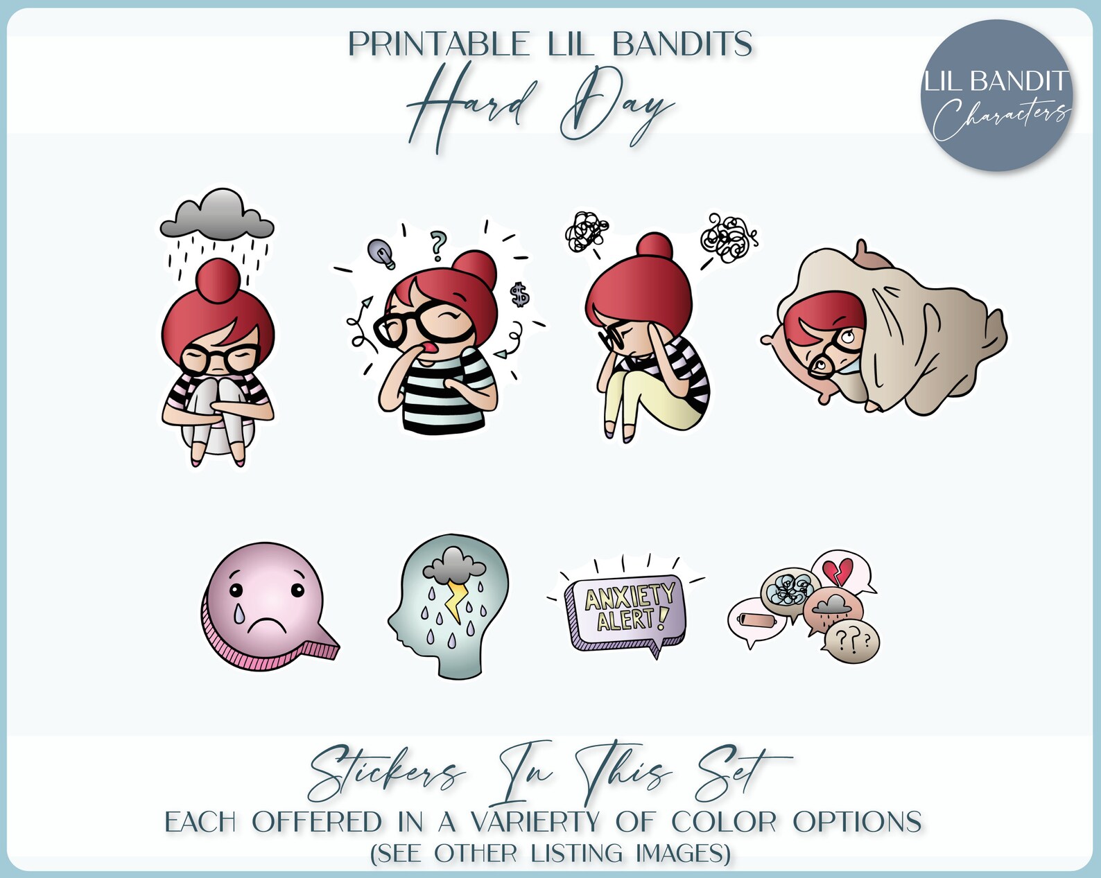 Lil' Bandit - Hard Day | Printable Character Stickers | Planner ...