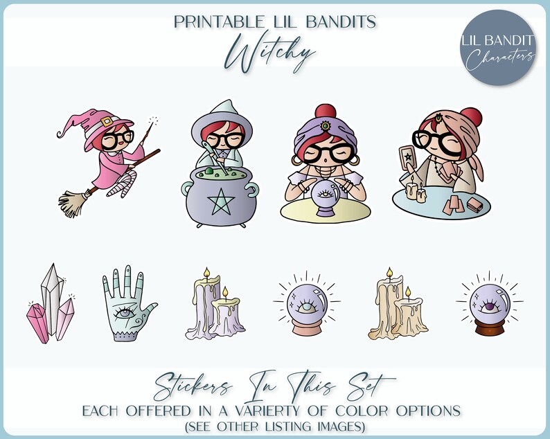 Lil' Bandit - Witchy | Printable Character Stickers | Planner Stickers ...
