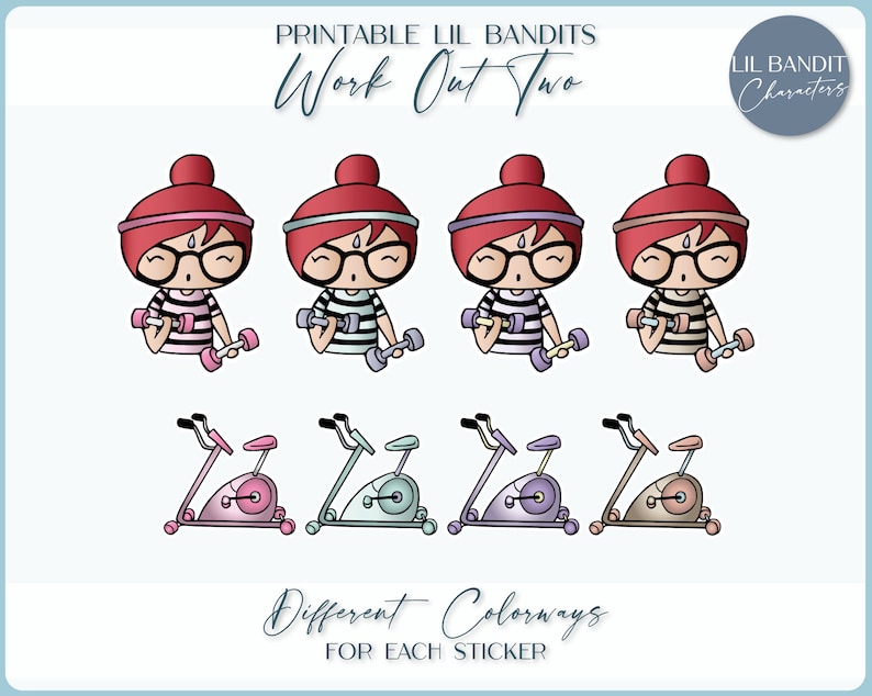 Lil' Bandit - Work Out Two | Printable Character Stickers | Planner ...