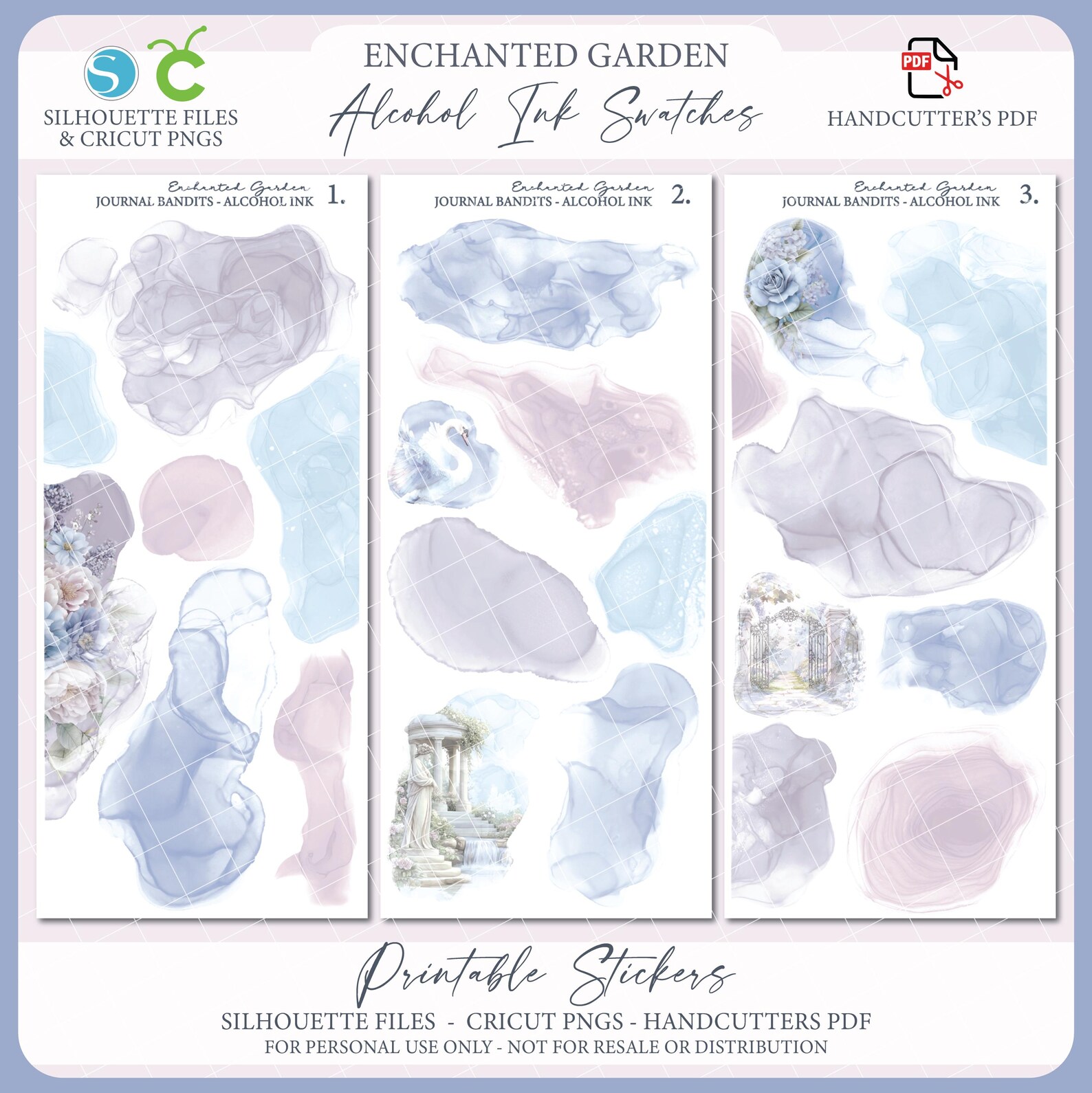 Printable Alcohol Ink Swatches - Enchanted Garden | Journal Stickers ...