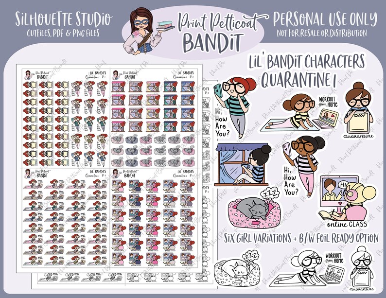 Lil' Bandit Printable Character Stickers Quarantine 1 | Etsy
