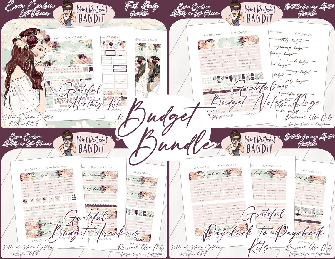 Printable Erin Condren Monthly Budget Bundle Budget Planner - Etsy