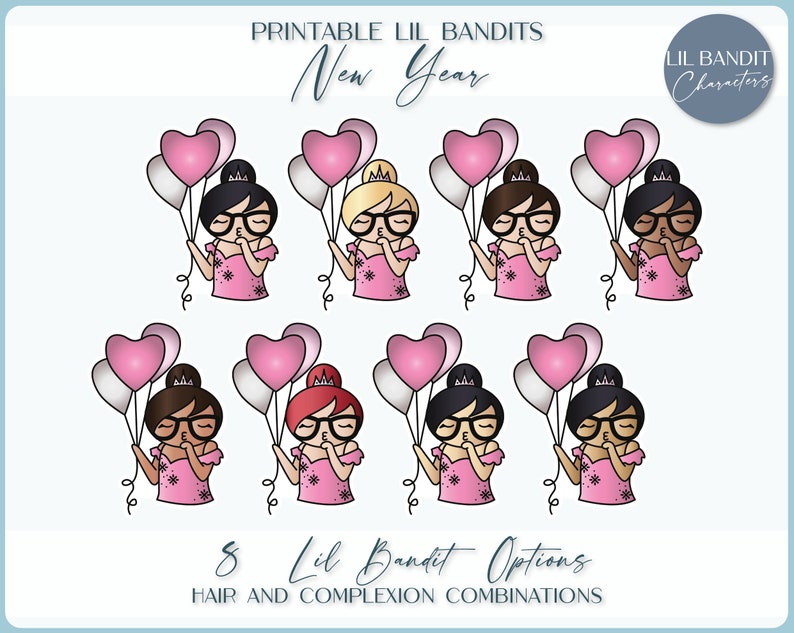 Lil' Bandit - New Year | Printable Character Stickers | Planner ...