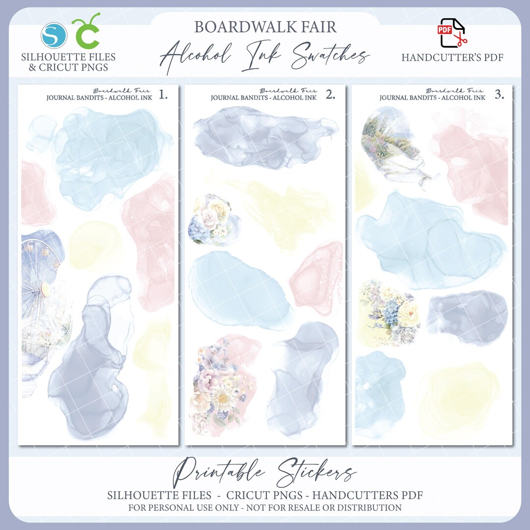 Printable Alcohol Ink Swatches - Boardwalk Fair | Journal Stickers ...