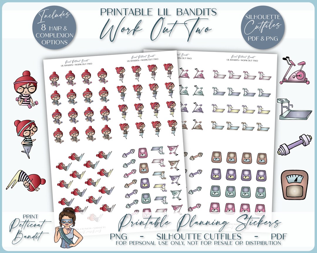 Lil' Bandit Work Out Two Printable Character Stickers - Etsy