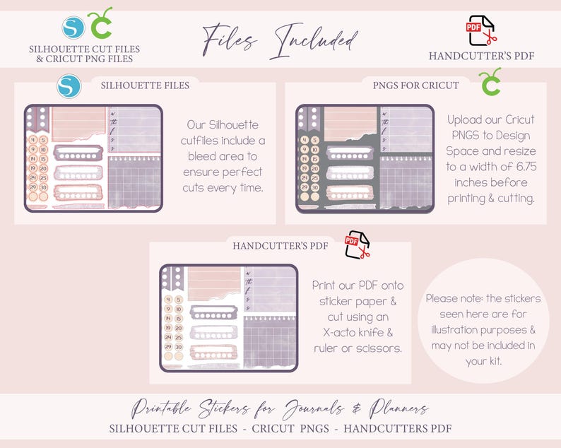 Printable Vertical Weekly Planner Sticker Kit - Winter Glow| Silhouette ...