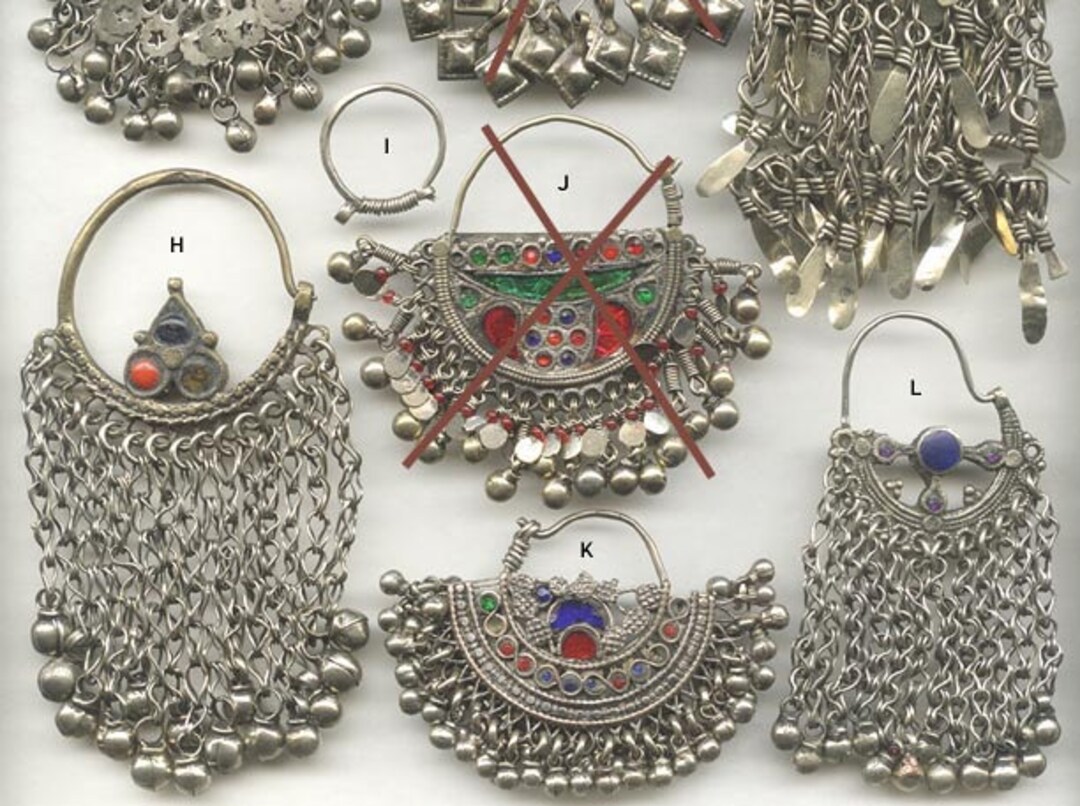 Kuchi Tribe Earrings, Nomadic Koochi Tribal Hoops, Body Piercing ...