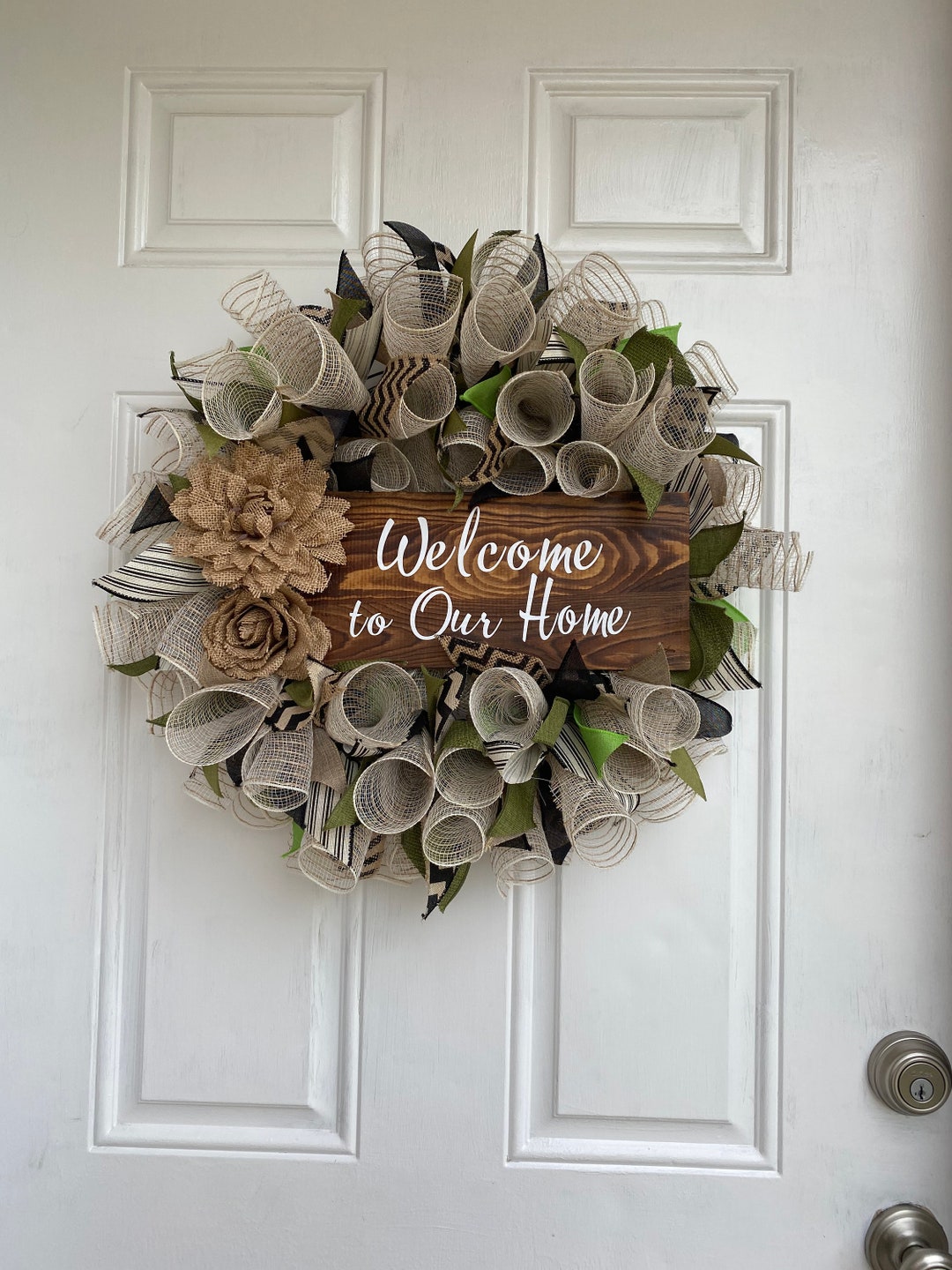 Beautiful Welcome Wreath, Everyday Wreath, Spring Wreath, Front Door ...