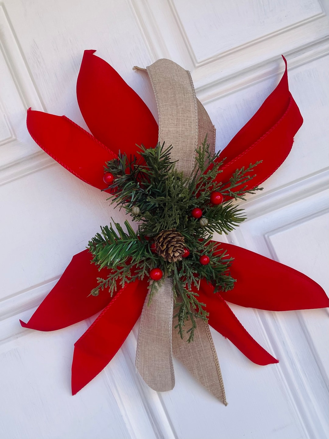 Christmas Red Velvet Picks for Tree, Christmas Tree Decorations, Mesh ...