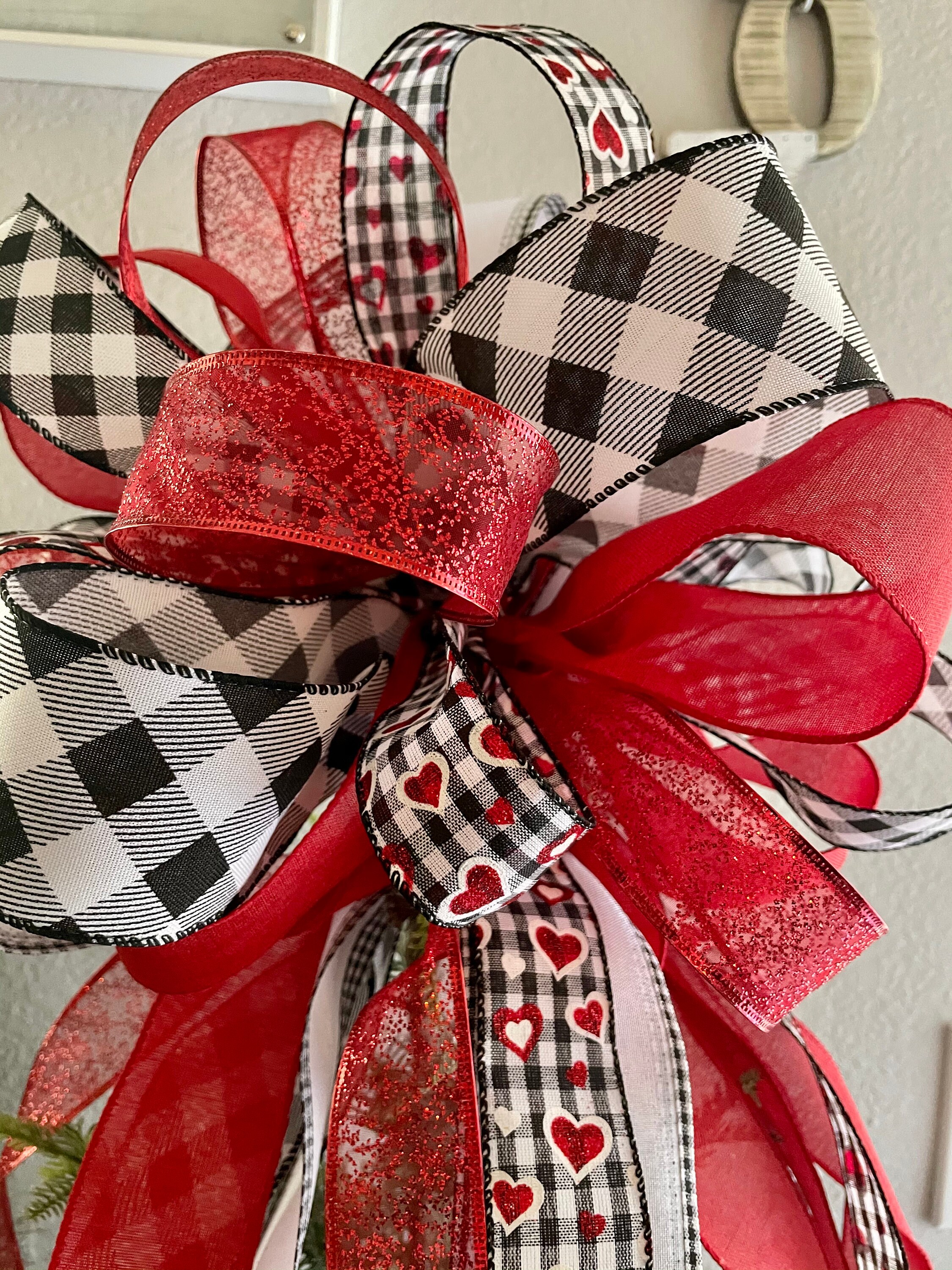 Valentines Tree Topper / Plaid Tree Topper / Buffalo Plaid Red | Etsy