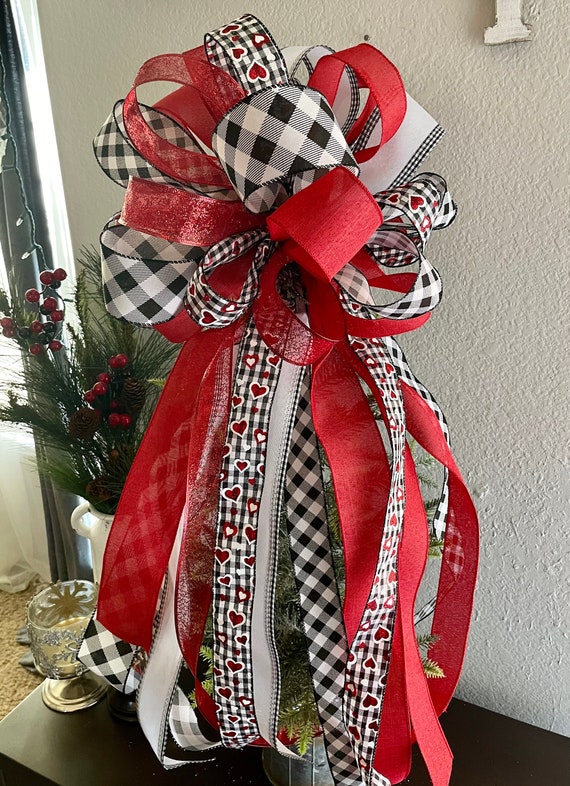Valentines Tree Topper / Plaid Tree Topper / Buffalo Plaid Red | Etsy