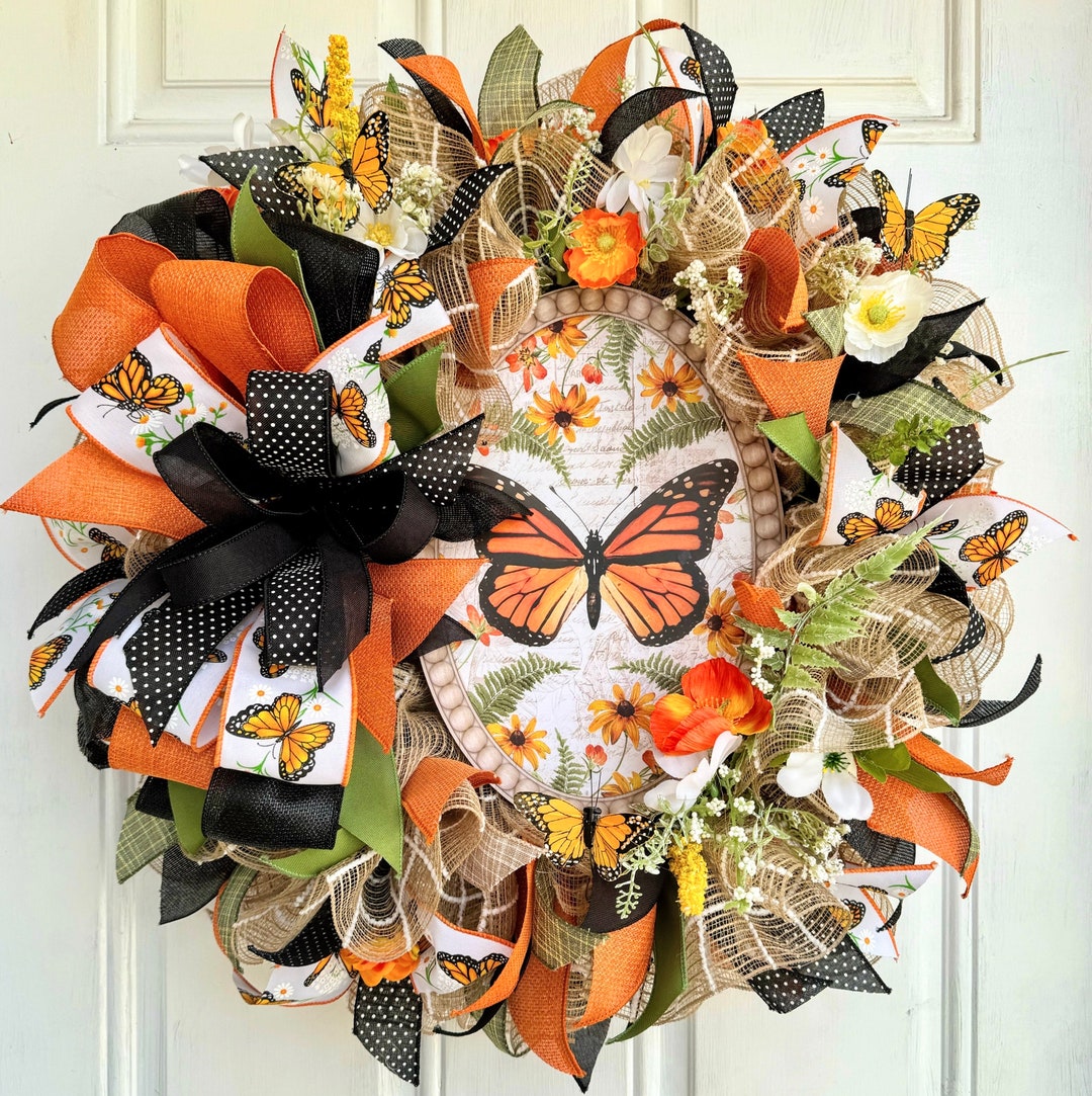 Beautiful Welcome Wreath,monarch Butterfly Wreath, Summer Wreath ...