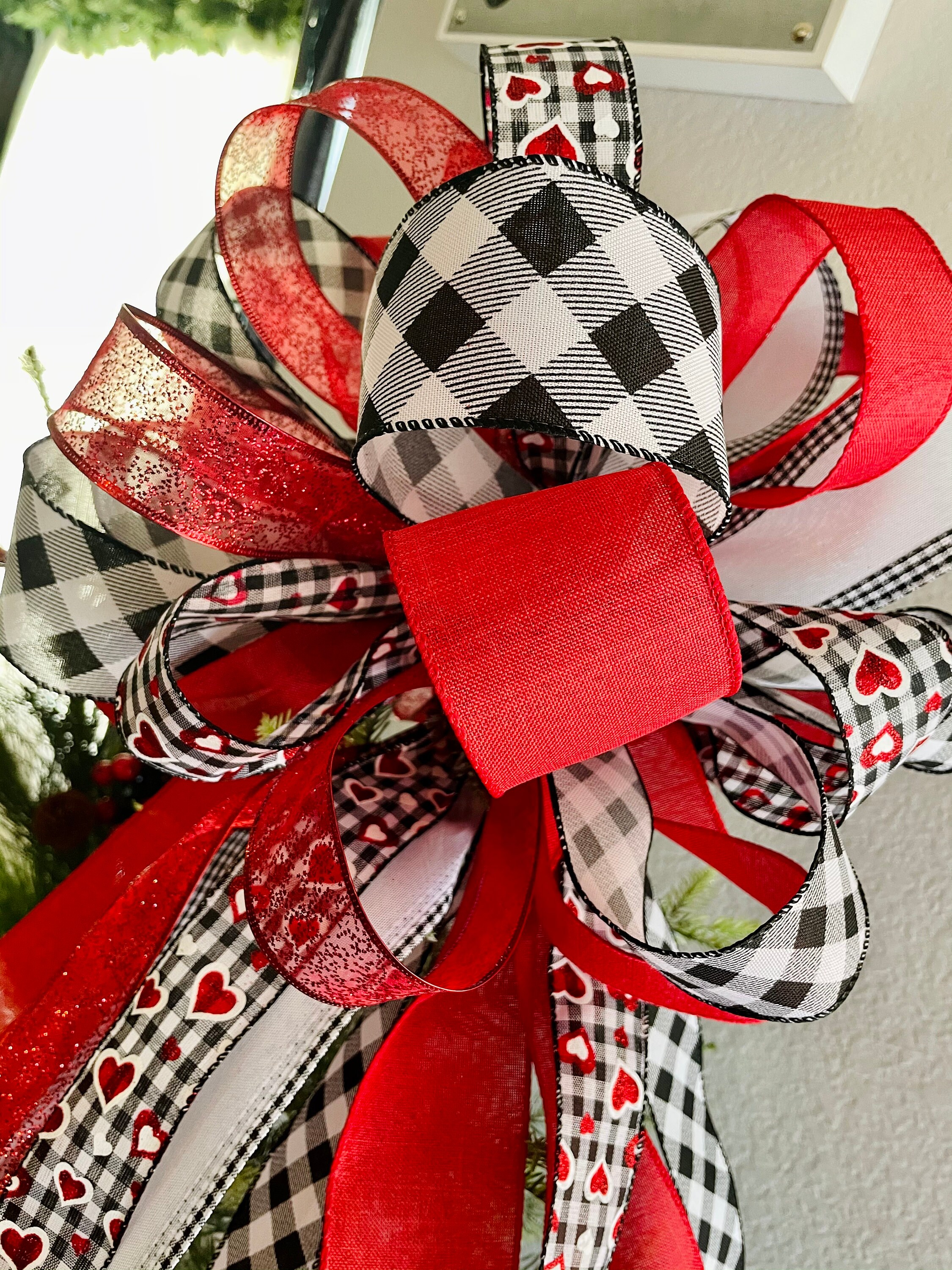 Valentines Tree Topper / Plaid Tree Topper / Buffalo Plaid Red | Etsy
