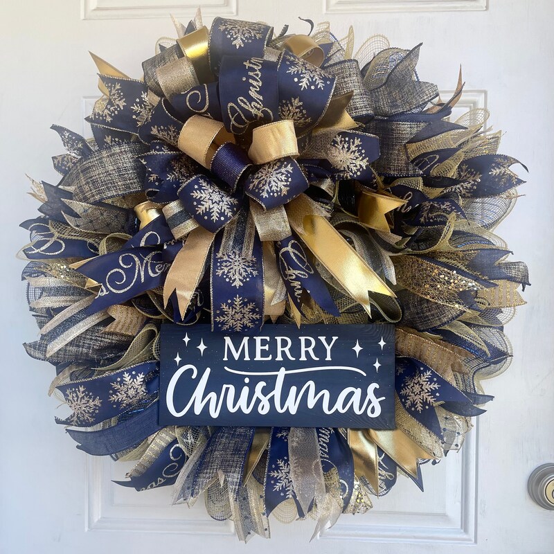 Blue Christmas Wreath - Etsy