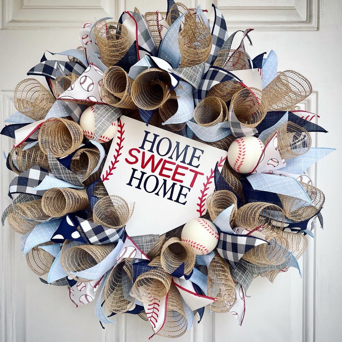 Baseball Wreath Sports Wreath Summer Wreath Front Door - Etsy